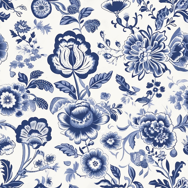 Seamless Pattern Pack, Blue Delft Pattern, Digital Paper - Etsy