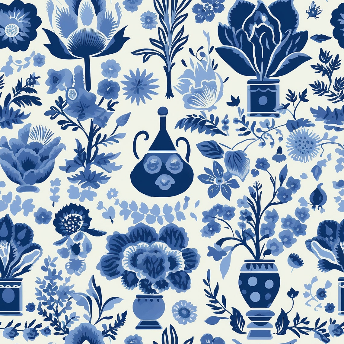 Seamless Pattern Pack, Blue Delft Pattern, Digital Paper - Etsy