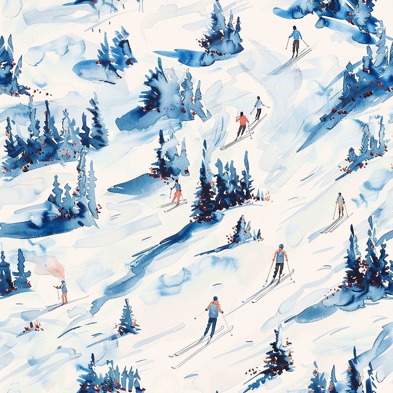 Seamless Pattern Pack, Skiing Seamless Patterns, Ski Vacation ...