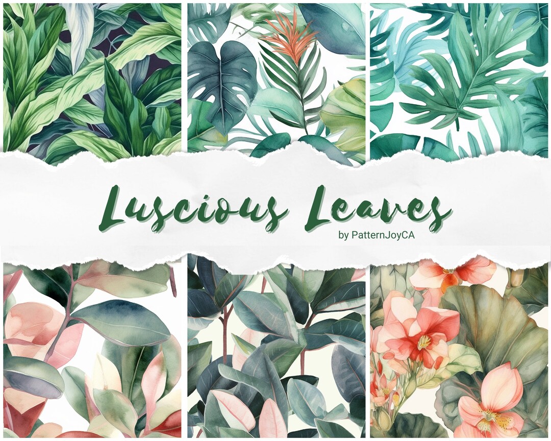 Seamless Pattern Pack, Plant Leaves Pattern, Digital Paper - Etsy
