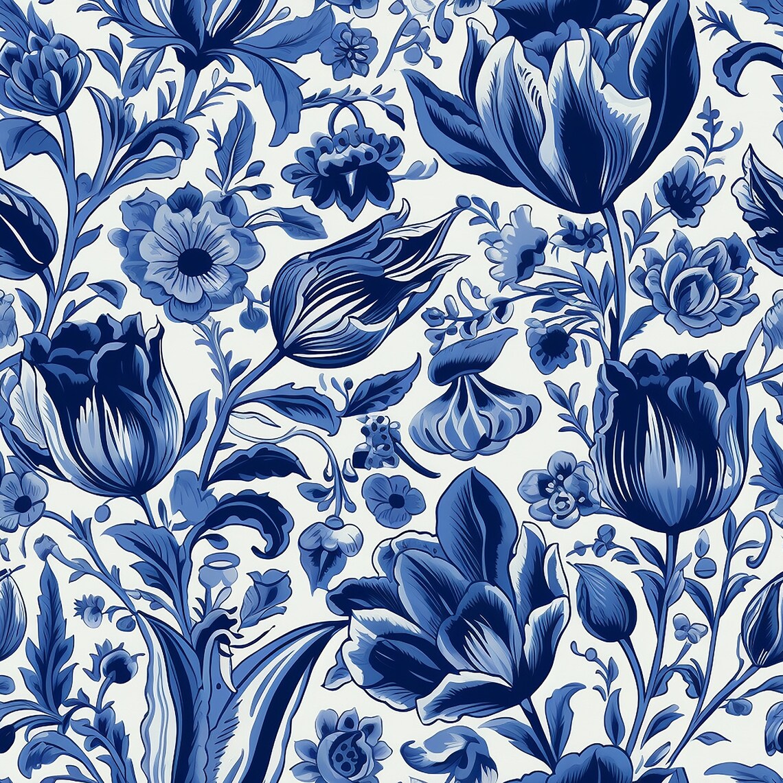 Seamless Pattern Pack, Blue Delft Pattern, Digital Paper - Etsy