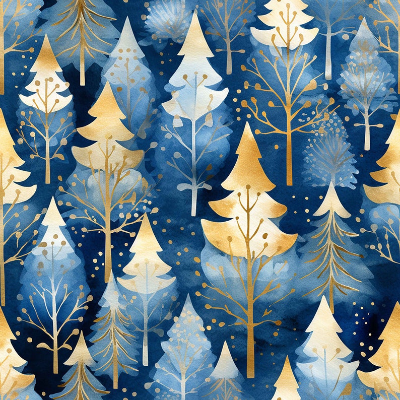 Seamless Pattern Pack, Elegant Blue Christmas Pattern, Digital Paper - Etsy
