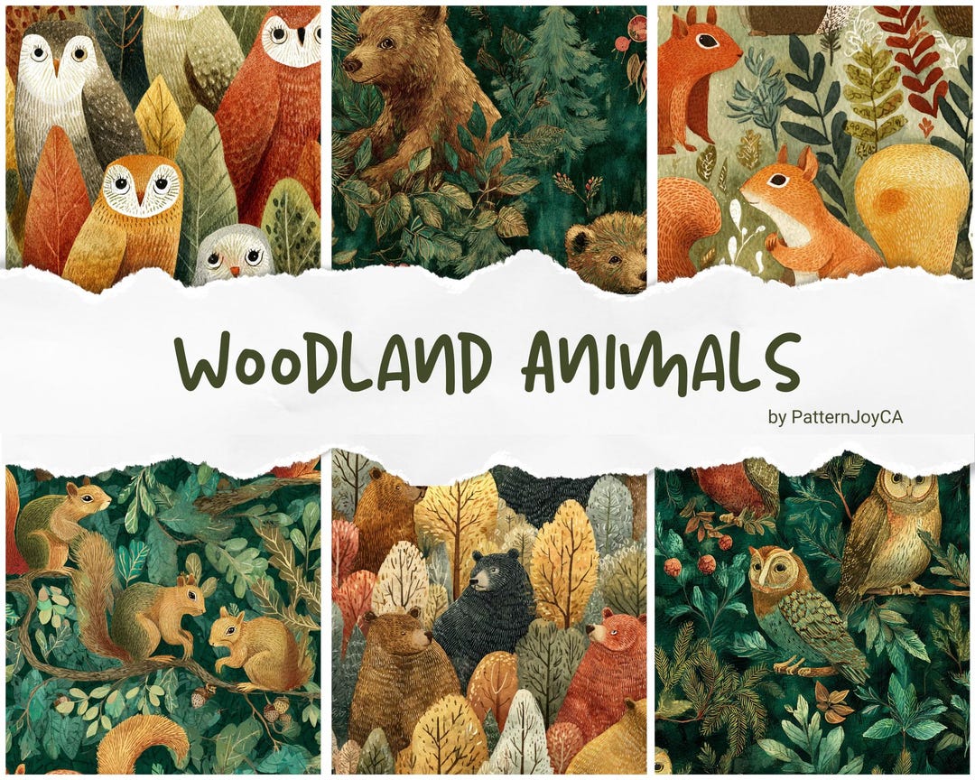 Woodland Animals Digital Paper – Forest Animal Scrapbook Printable ...