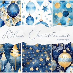 Seamless Pattern Pack, Elegant Blue Christmas Pattern, Digital Paper - Etsy