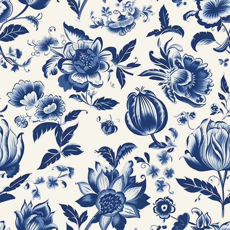 Seamless Pattern Pack, Blue Delft Pattern, Digital Paper - Etsy