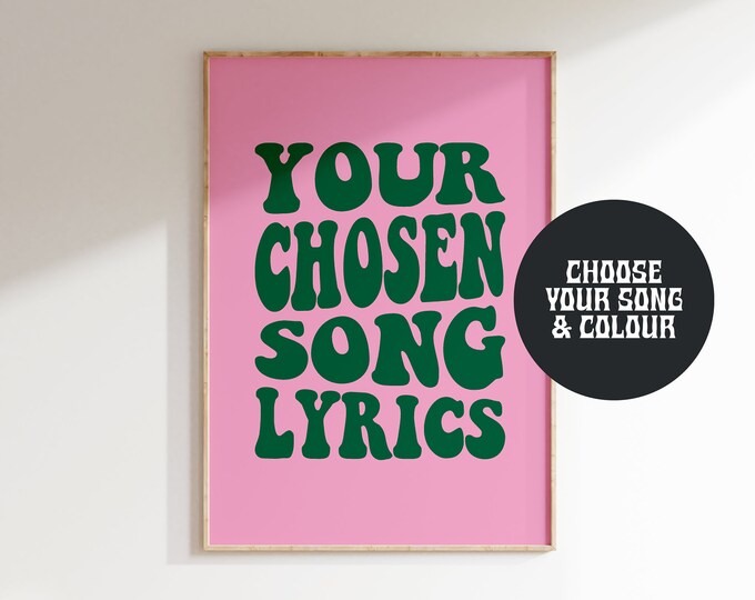 Custom Song Lyrics Print Music Poster Favourite Song Gifts A5 A4 A3 ...
