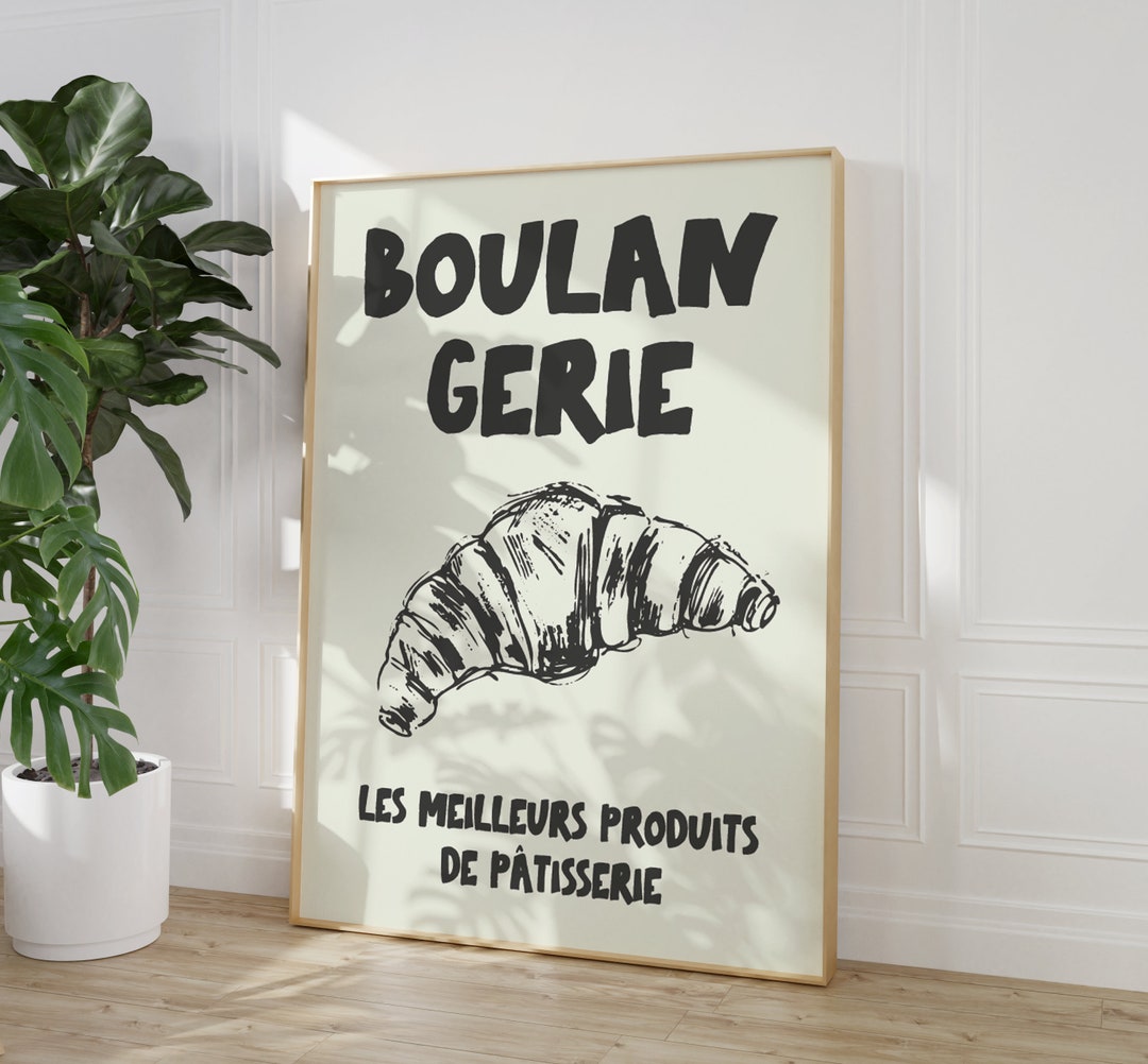 Boulangerie Print, Retro Kitchen Prints, French Bakery Sign, Cafe Print ...