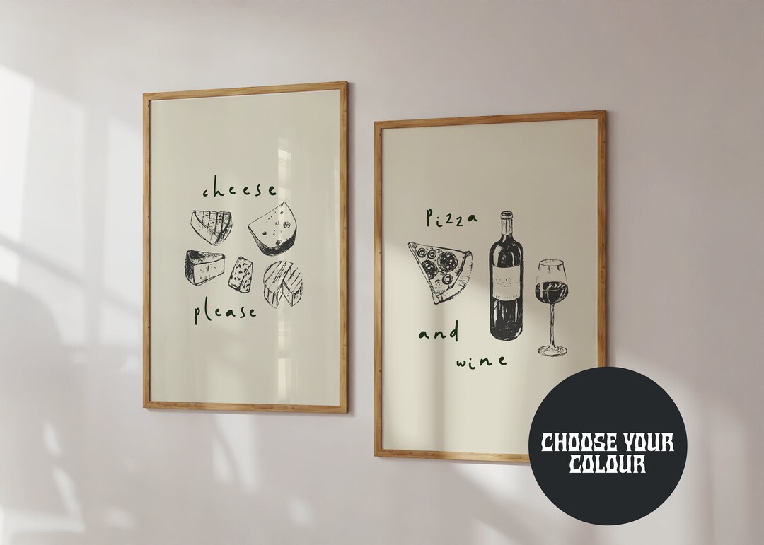 Set of 2 Kitchen Food Prints, Trendy Kitchen Home Decor, Food ...