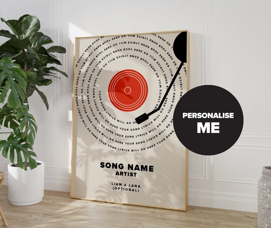 Custom Song Poster, Lyrics Print, Custom Vinyl Record Music Poster ...