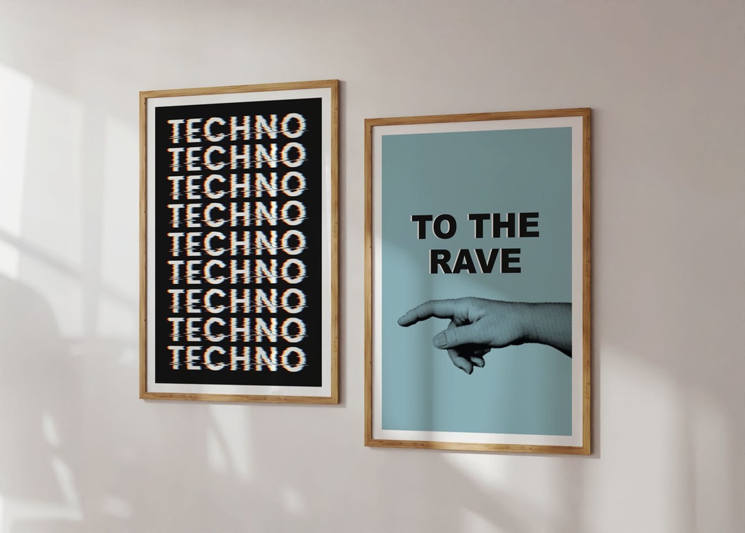 Techno Dance Prints Set of 2 - 90s Wall Art - House Music Prints ...