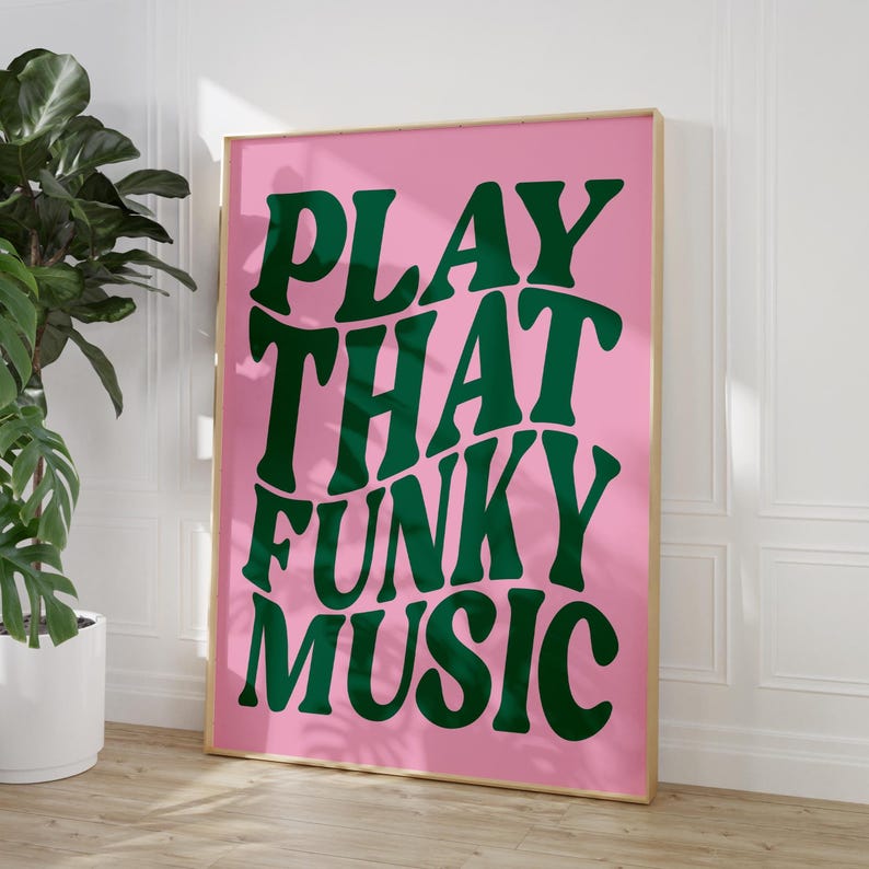 Play That Funky Music Print, Retro Disco Wall Art, Colourful Music ...