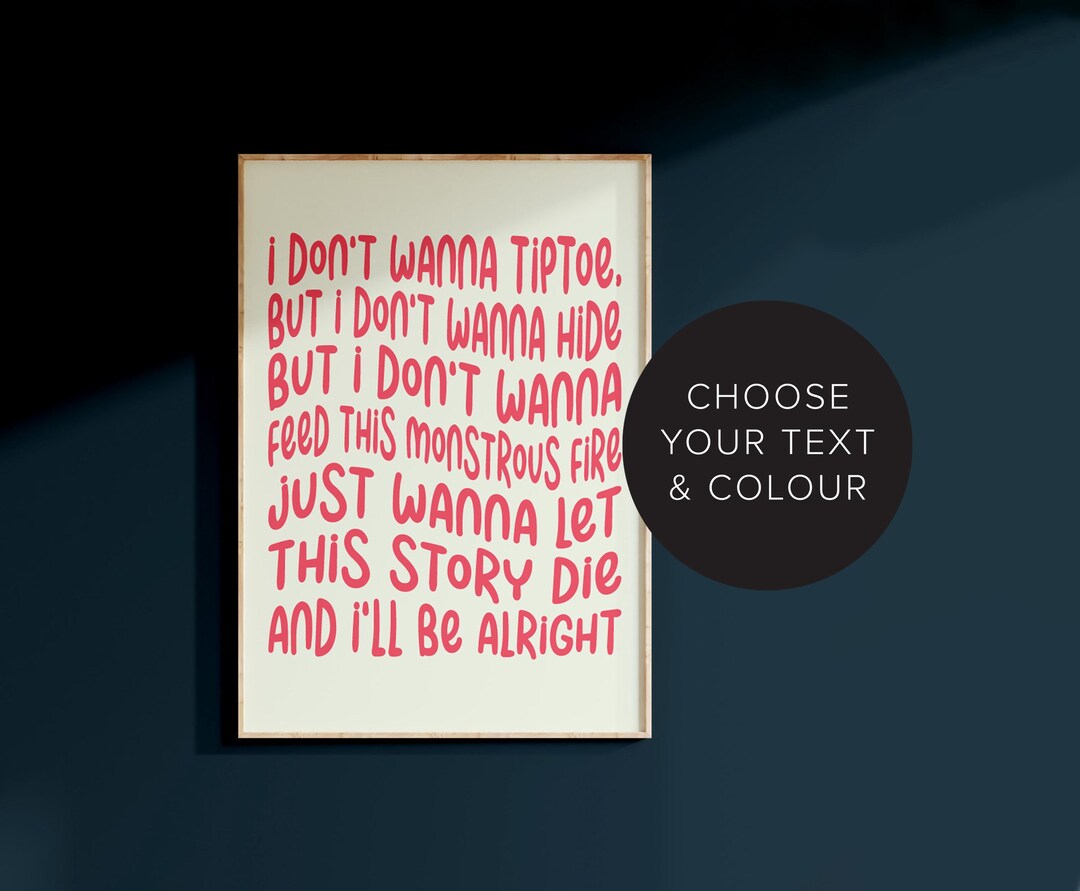 Custom Song Lyrics Print - Colourful Music Poster - Favourite Song ...