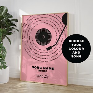 Custom Song Poster, Lyrics Print, Custom Vinyl Record Music Poster ...
