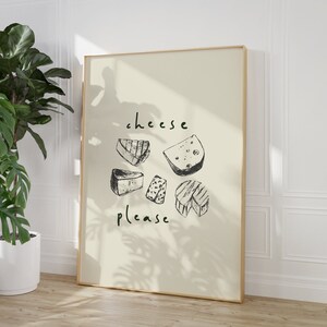 Cheese Please Print, Colourful Kitchen Wall Art, Aesthetic Kitchen ...