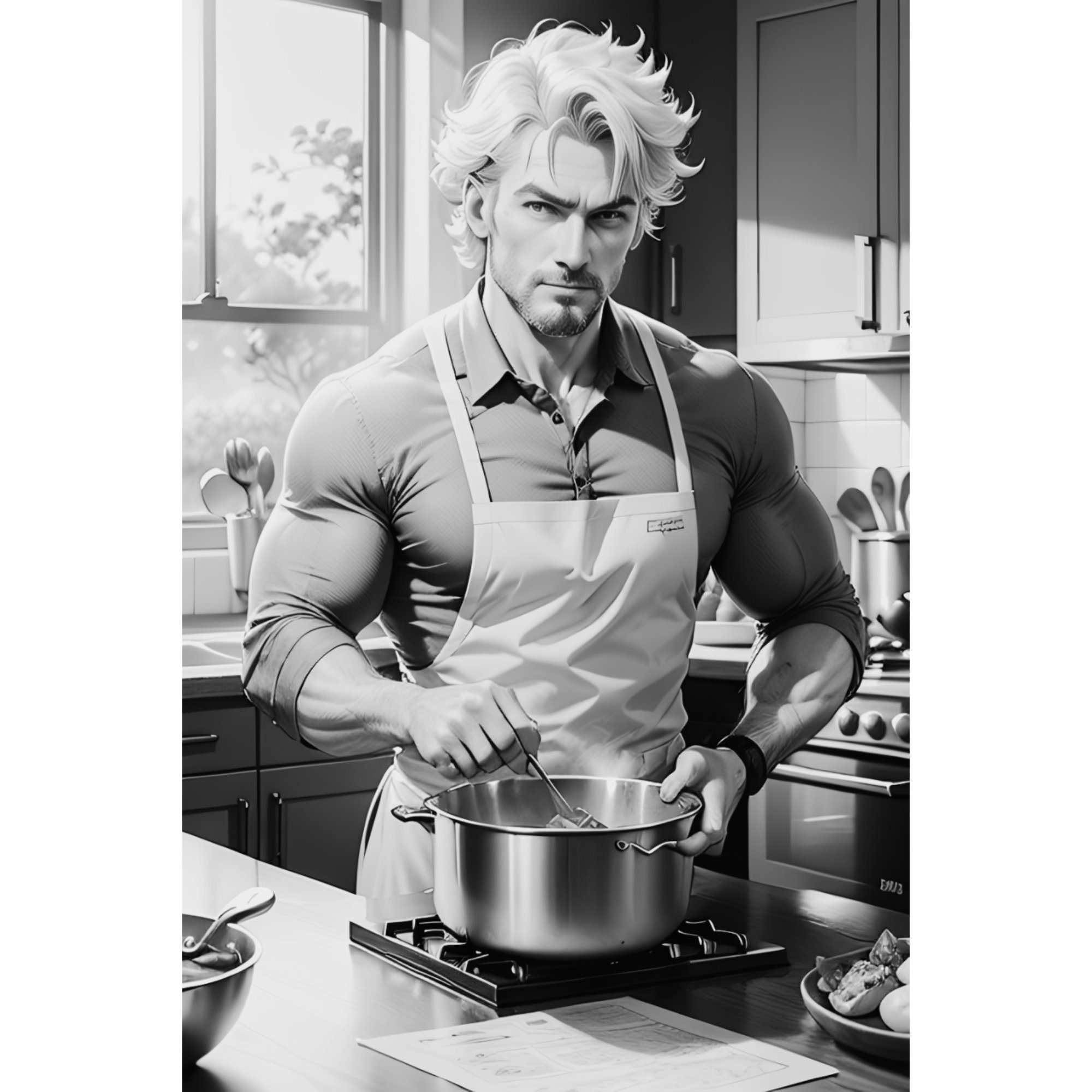 31 Page Mr Beef Pin up Beefy Man Here's the Meat Grayscale Coloring ...