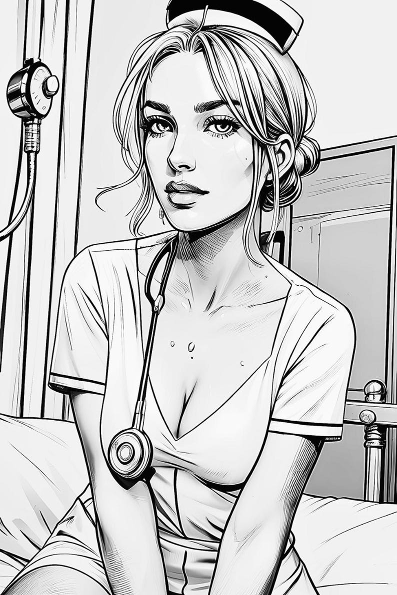 Pulse Sexy Nurse Care Giver Coloring Book Erotic Comic Pin Up In Lingerie Png Waifu Mature