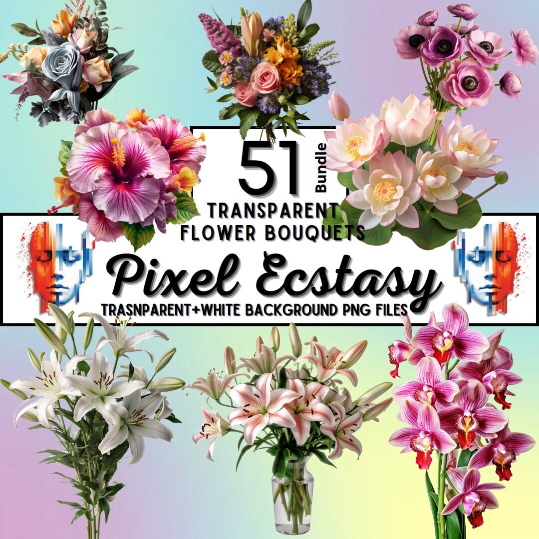 Transparent Floral Bouquet Clipart of Flowers | Premade Designs ...
