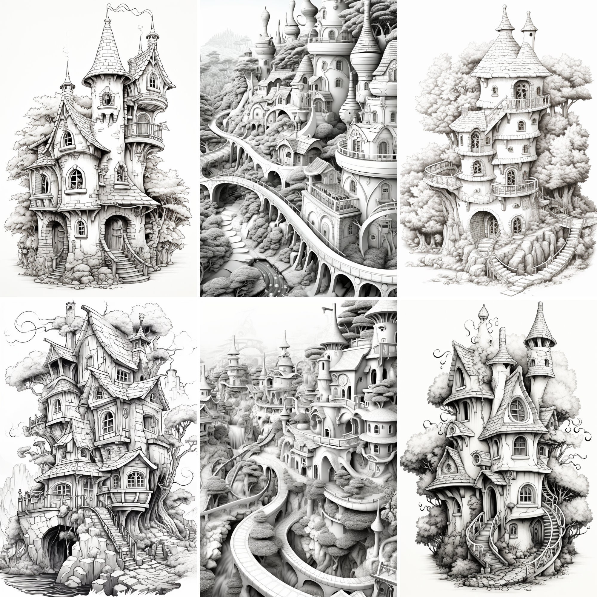68 Page Fantasy Elf Houses, Villages & Interiors Instant Download ...