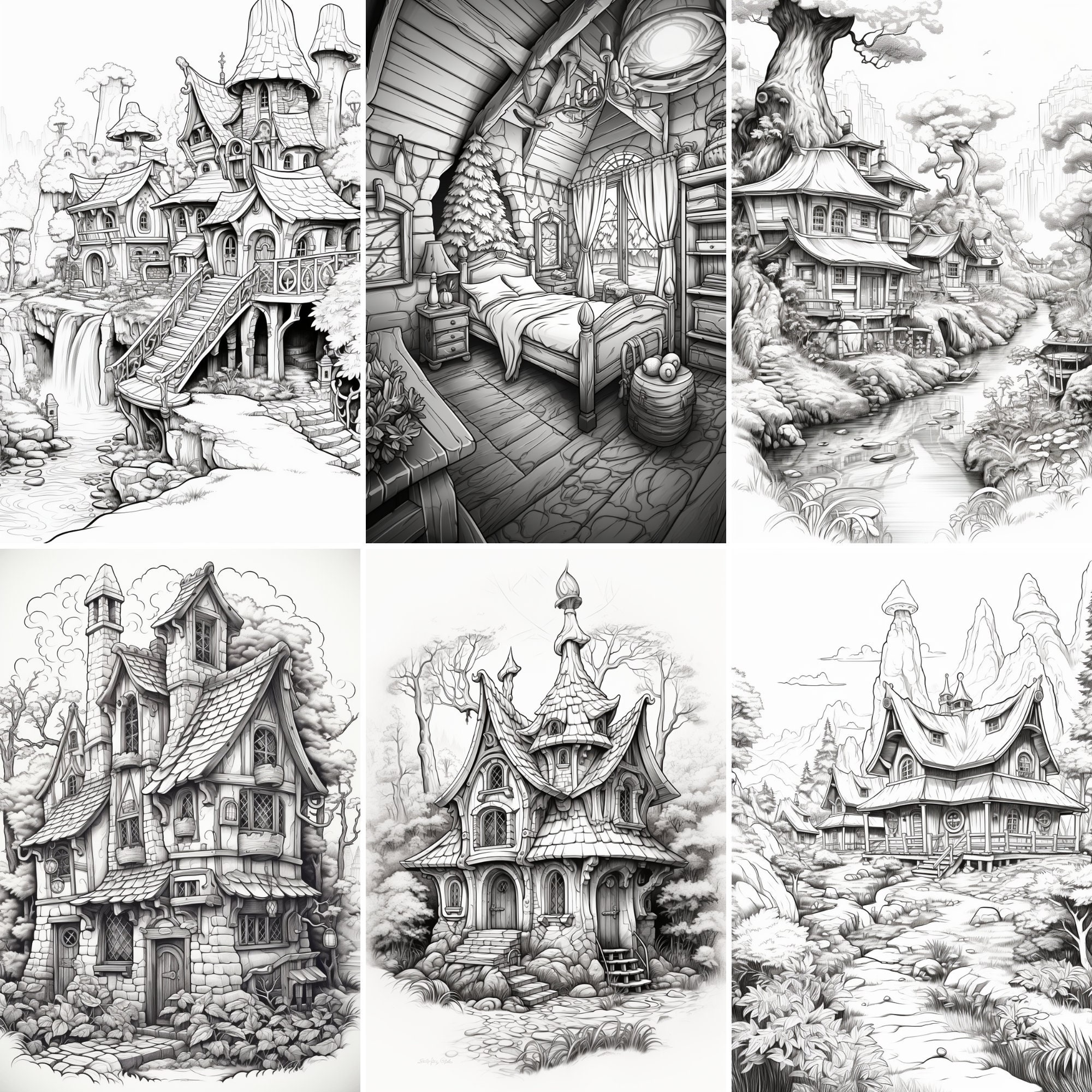 68 Page Fantasy Elf Houses, Villages & Interiors Instant Download ...
