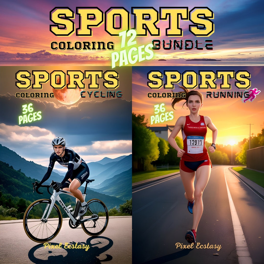 Sports Coloring Pages Bundle: Cycling & Running (PDF) - Etsy