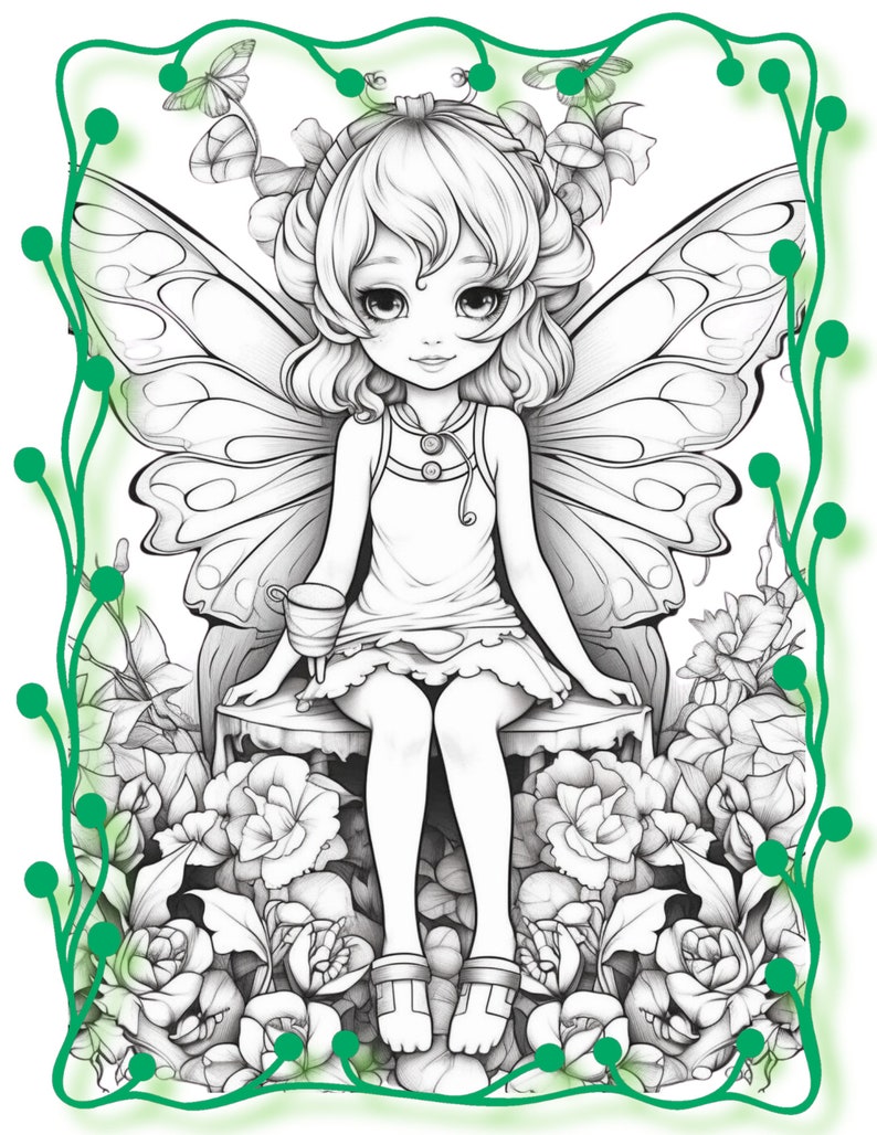 Anime Fairy Girls Coloring Pages: Fantasy Forest Art (PDF) - Etsy