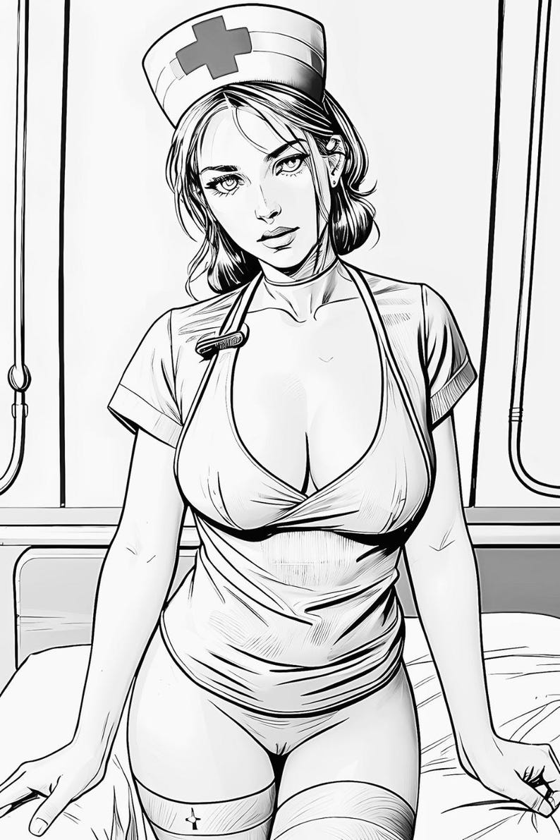 Sexy Nurse Coloring Book Erotic Pin Up Art Printable Pdf Etsy
