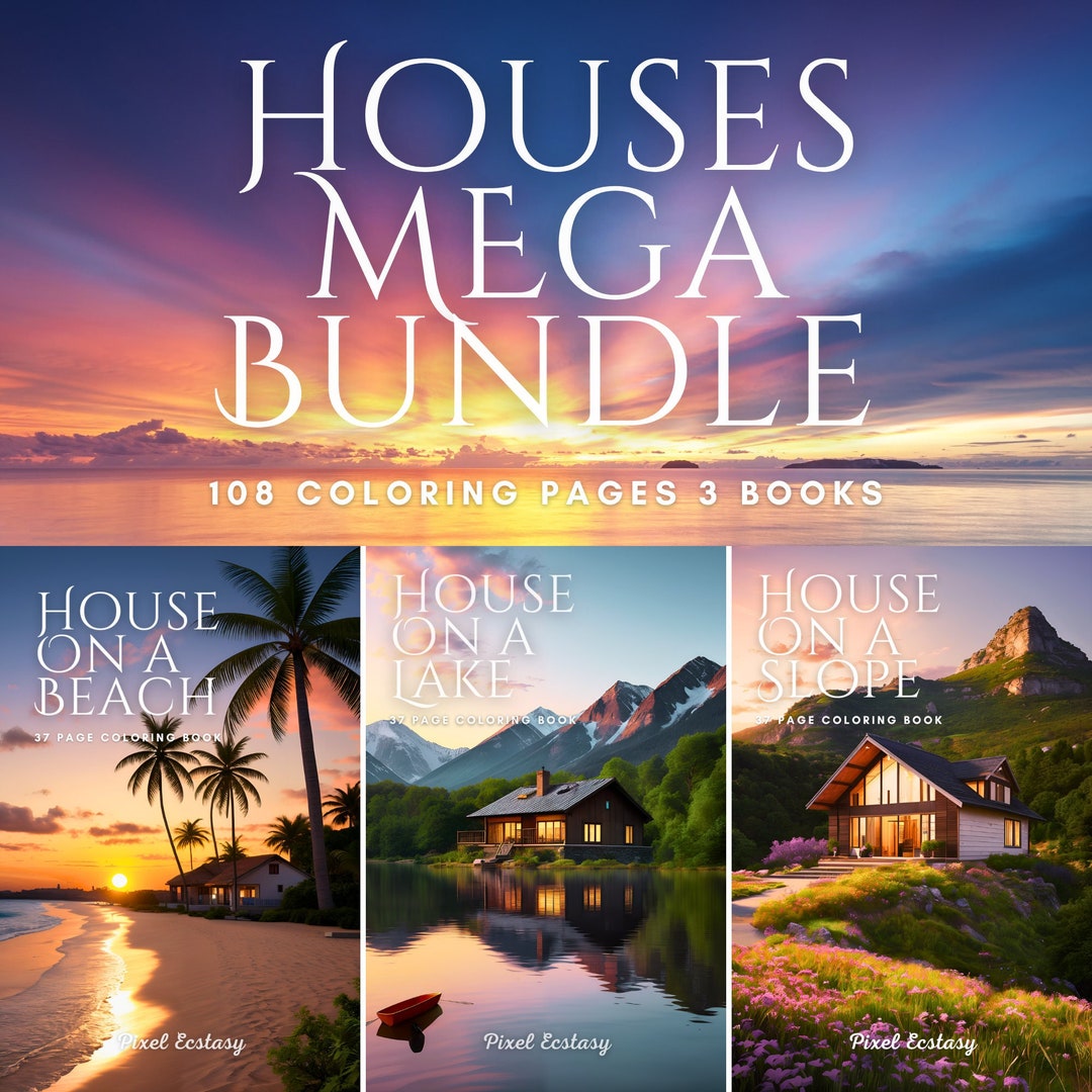 Houses Coloring Book Mega Bundle: Architect Model Pages (PDF, PNG) - Etsy
