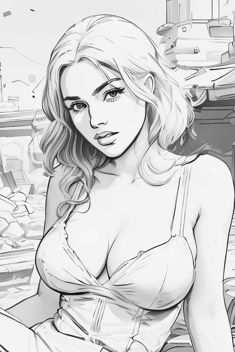 Realistic Comic Girl Coloring Book Fantasy Anime Art Pdf Etsy 9626