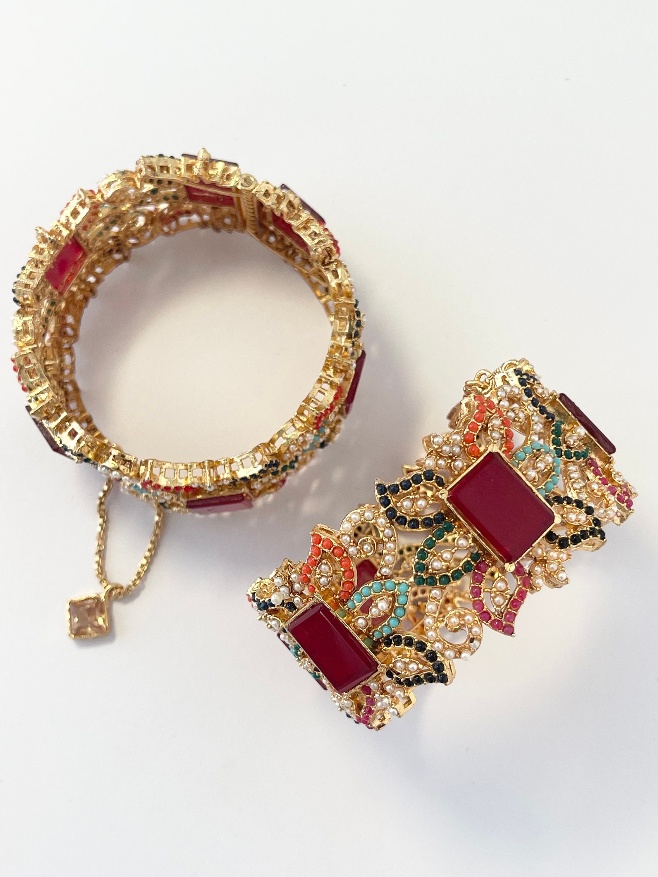 Ruby Nauratan Premium Quality Bangles Indian/pakistani - Etsy