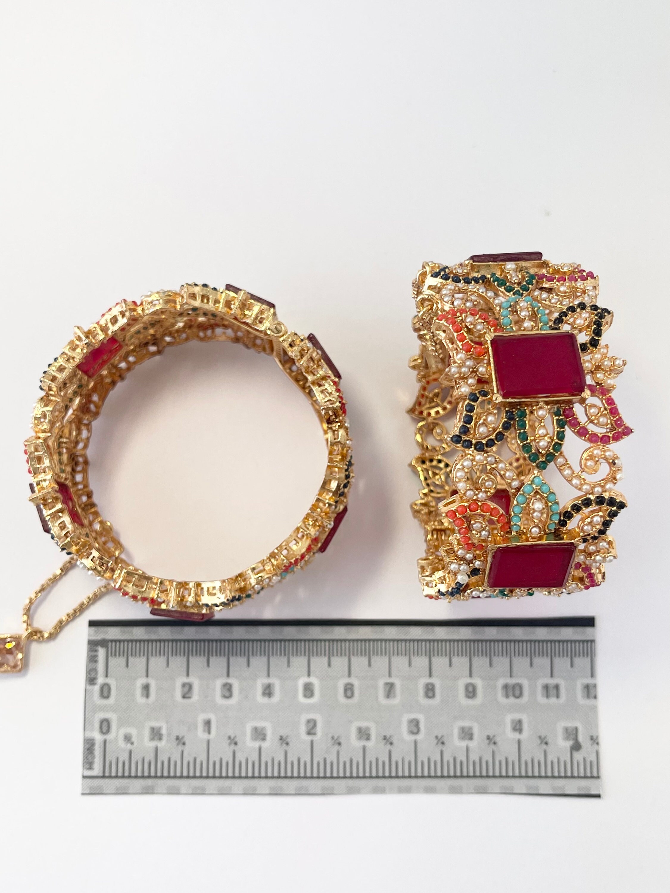 Ruby Nauratan Premium Quality Bangles Indian/pakistani - Etsy