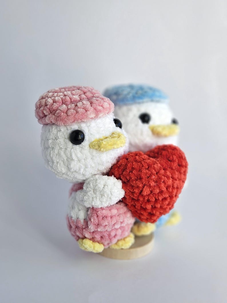 Crochet Duck Couple Plush | Handmade Amigurumi With Heart - Etsy