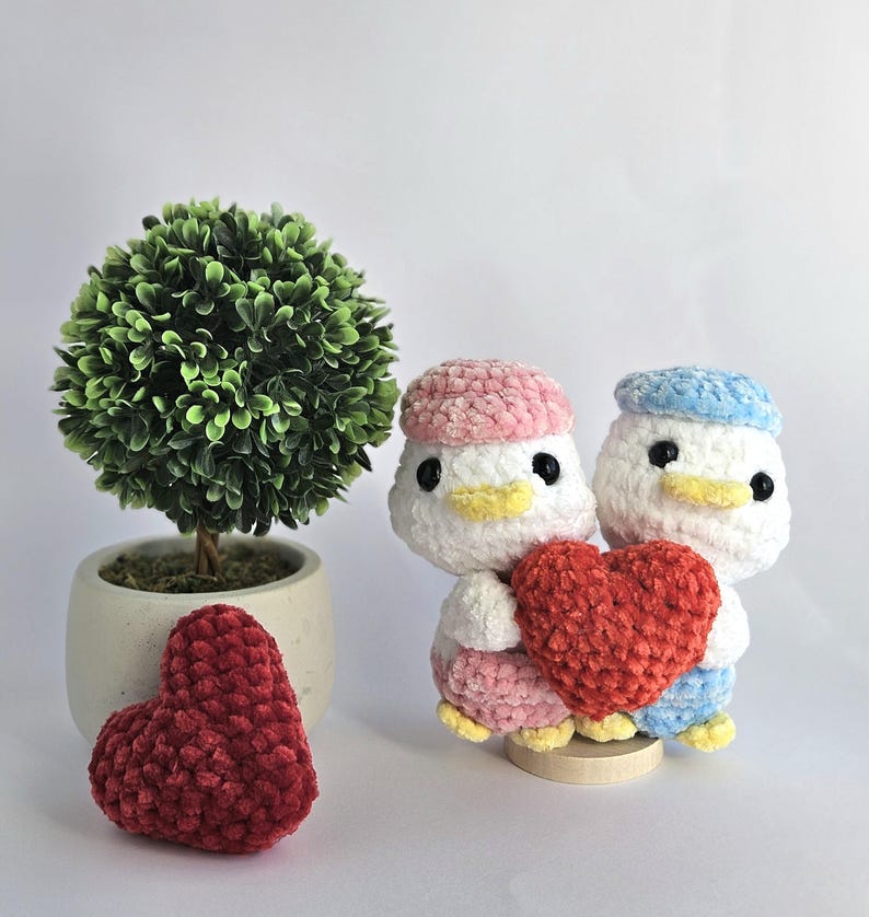 Crochet Duck Couple Plush | Handmade Amigurumi With Heart - Etsy