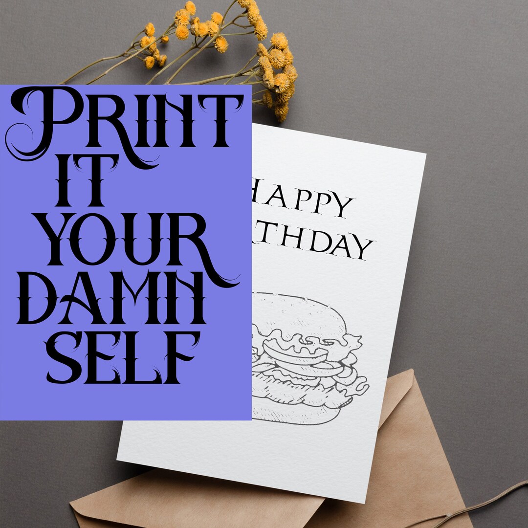 Happy Birthday Burger Printable Card - Etsy