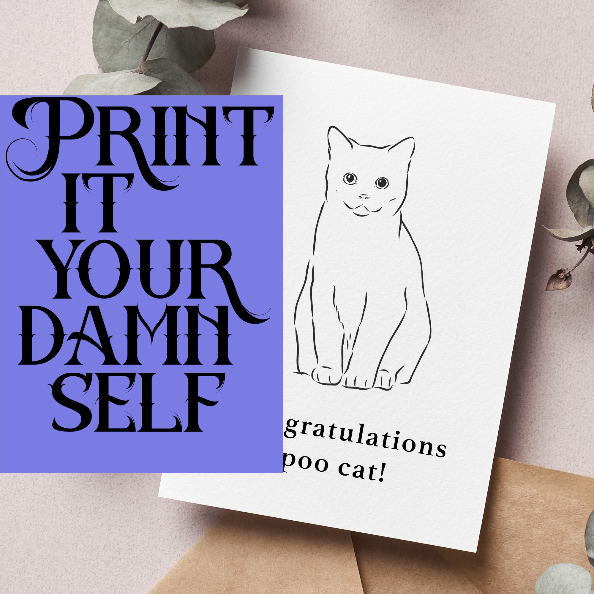 Congrats Poo Cat - Printable Card - Etsy