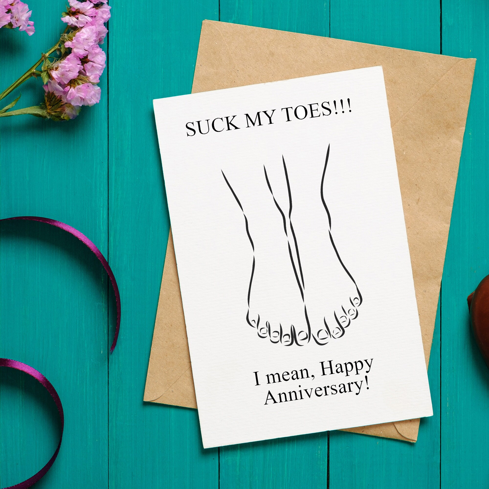 Suck My Toes Happy Anniversary Card Etsy