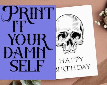 Printable Version: Happy Birthday Skull Card - Etsy
