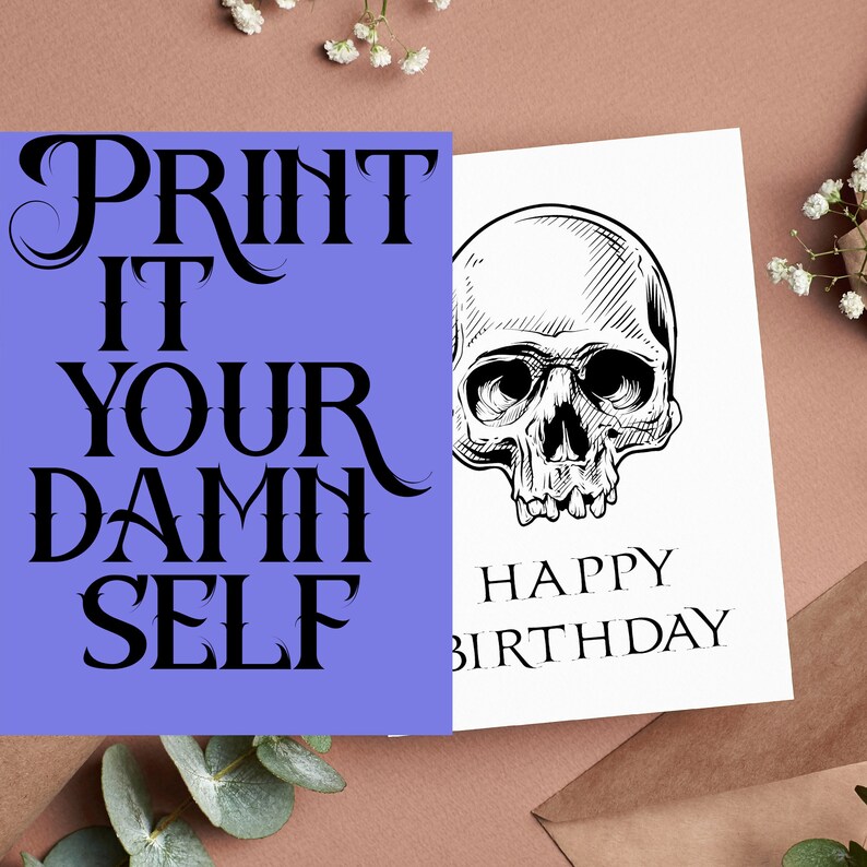 Happy Birthday Skull - Printable Card - Etsy