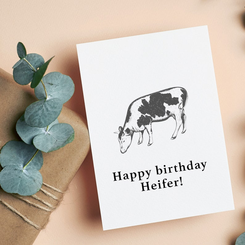 Happy Birthday Heifer Printable Card - Etsy