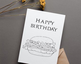 Happy Birthday Burger Card Foodie Birthday Card Birthday Card for Him ...