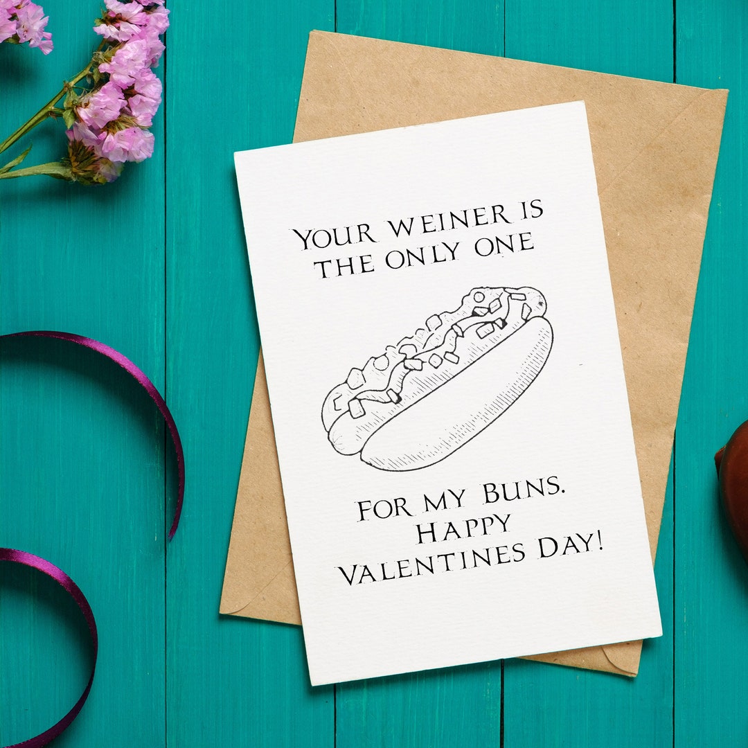 Your Weiner is the Only One for My Buns Happy Valentines Day Card - Etsy