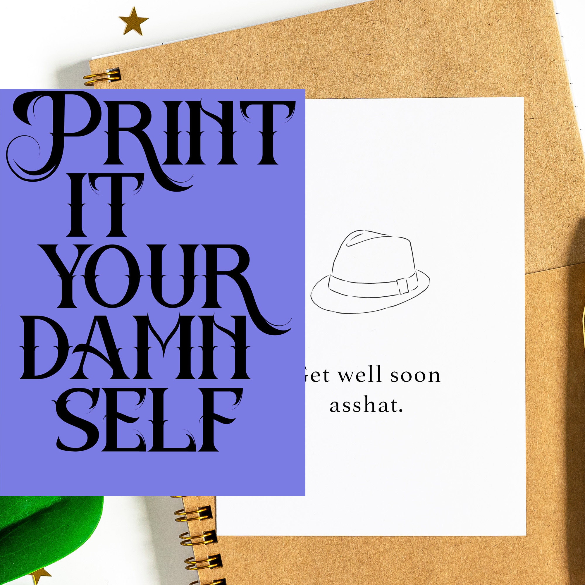 Get Well Soon Asshat - Printable Card - Etsy