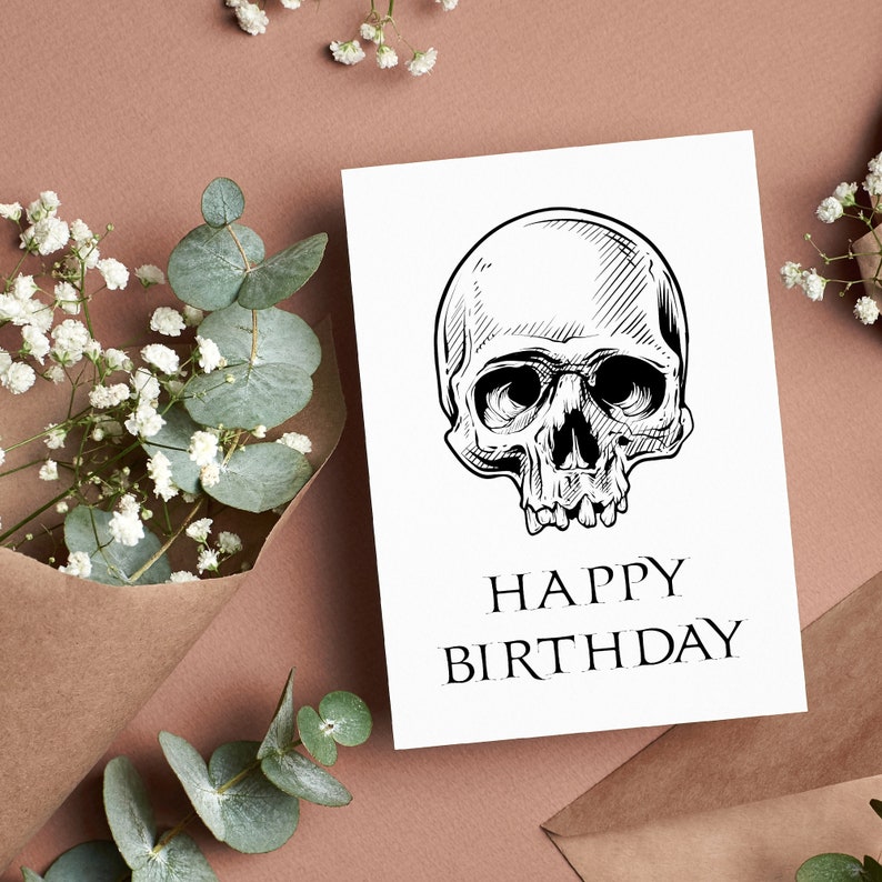Happy Birthday Skull - Printable Card - Etsy