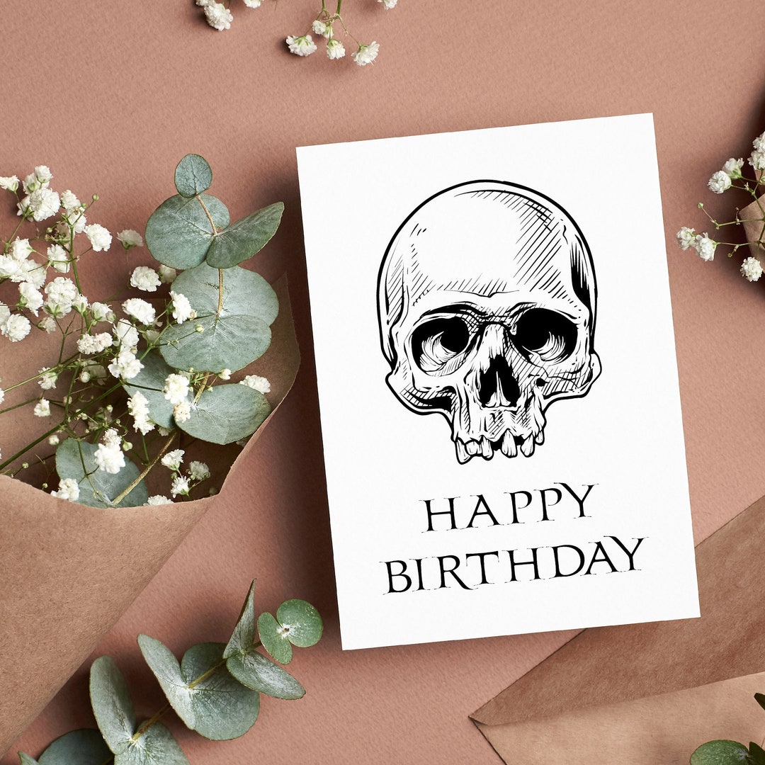 Happy Birthday Skull Card - Etsy