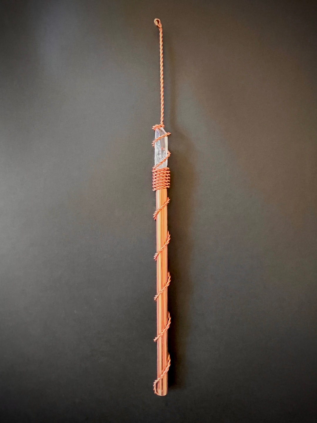 Electroculture Copper Antenna: Quartz Crystal, Tensor Ring Weave (35cm ...