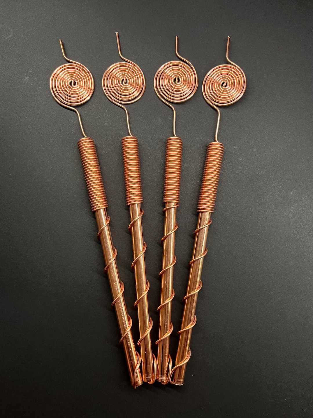 4-pack Copper Electroculture Antennas – Double Weave Tesla Spirals for ...