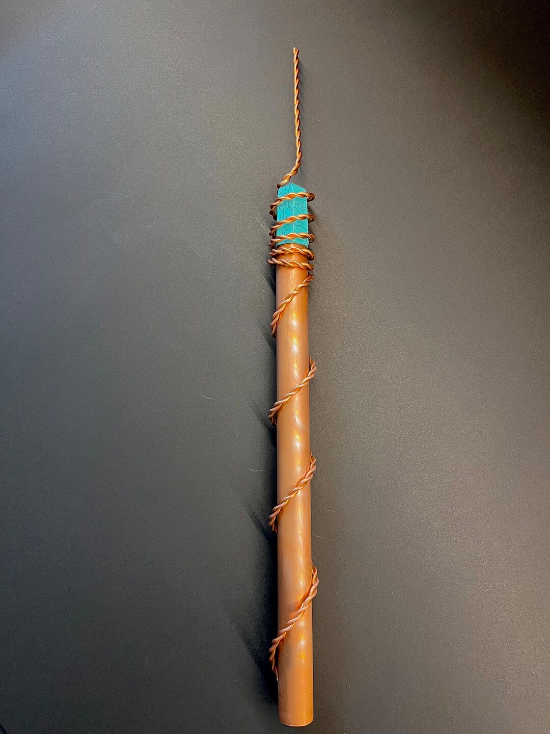 Aqua Turquoise Gemstone Copper Antenna With Tensor Ring Weave for Plant ...