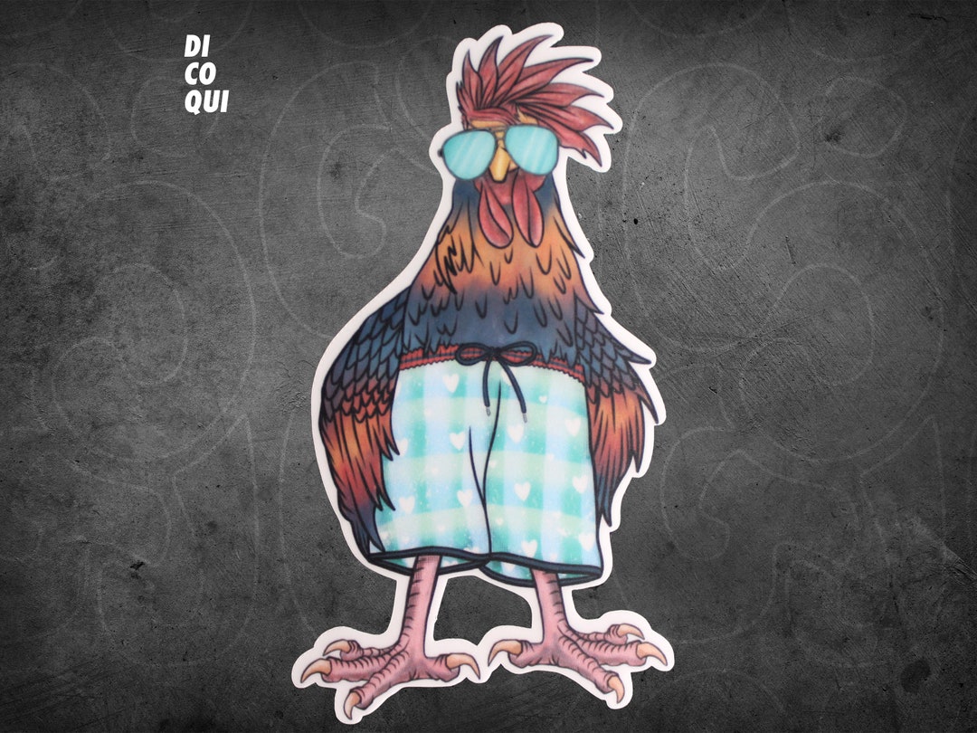 Cool Summer Rooster Waterproof Sticker - Etsy