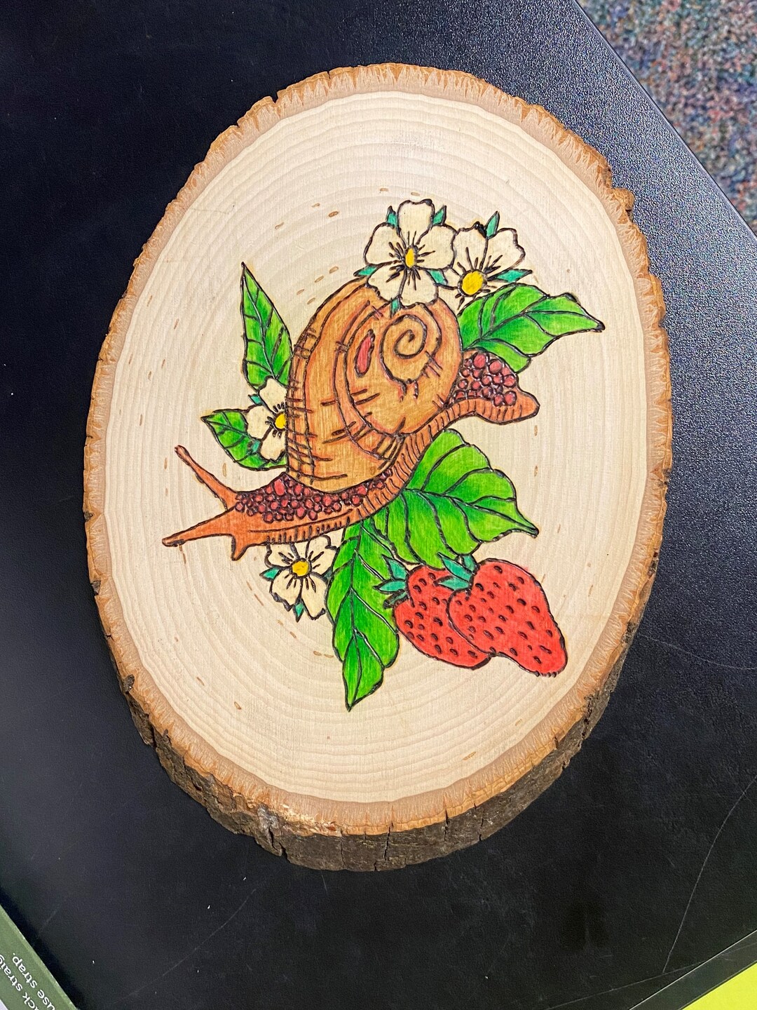 Wood Burned Snail Strawberry Wall Hanging - Etsy