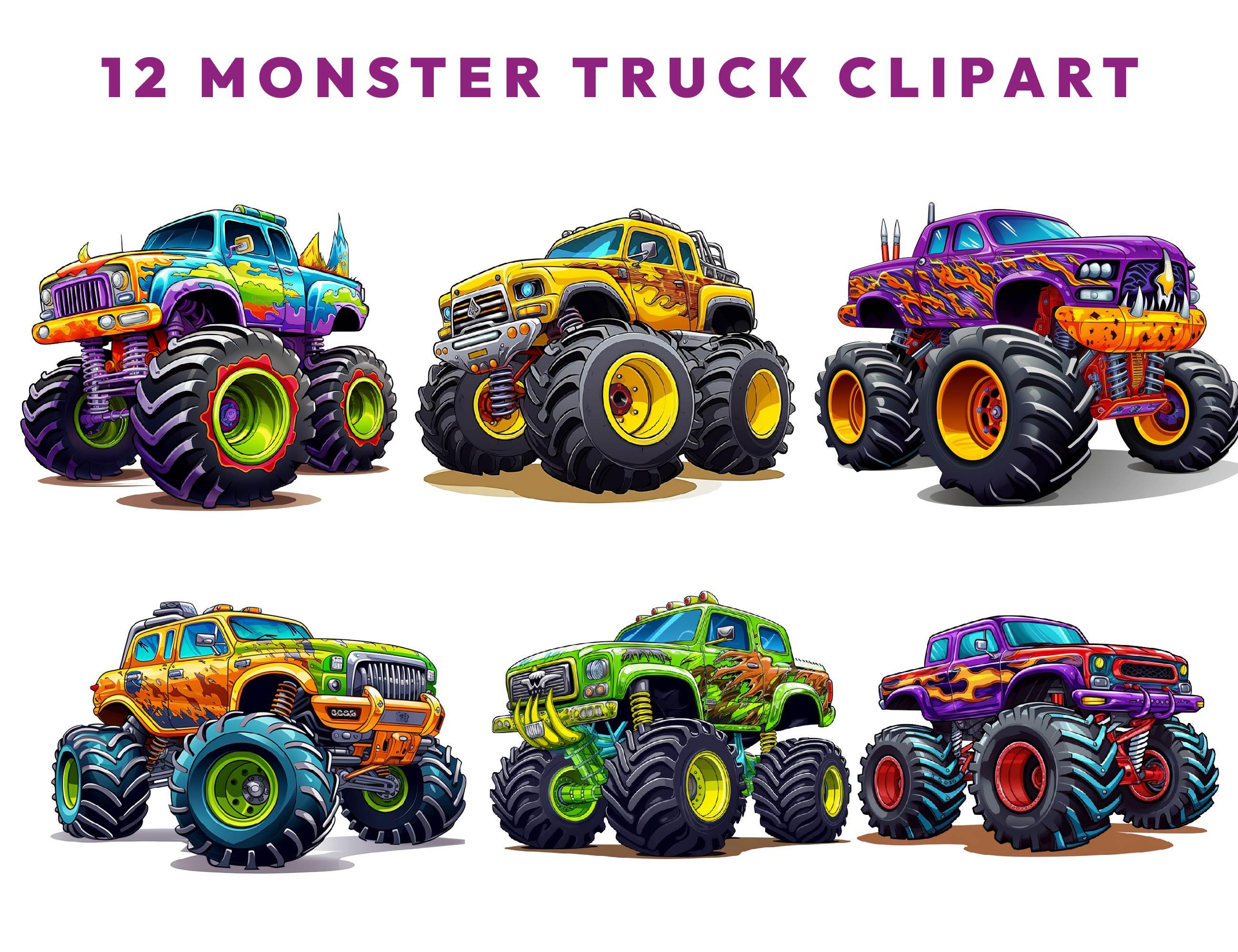 Watercolor Monster TRUCK CLIPART Bundle: 12 Pngs, Transparent, Racing ...