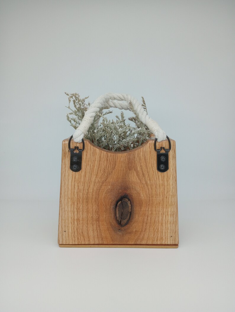 Handmade Wooden Purse, Oak Plant Handbag, Unique Indoor Garden Planter ...